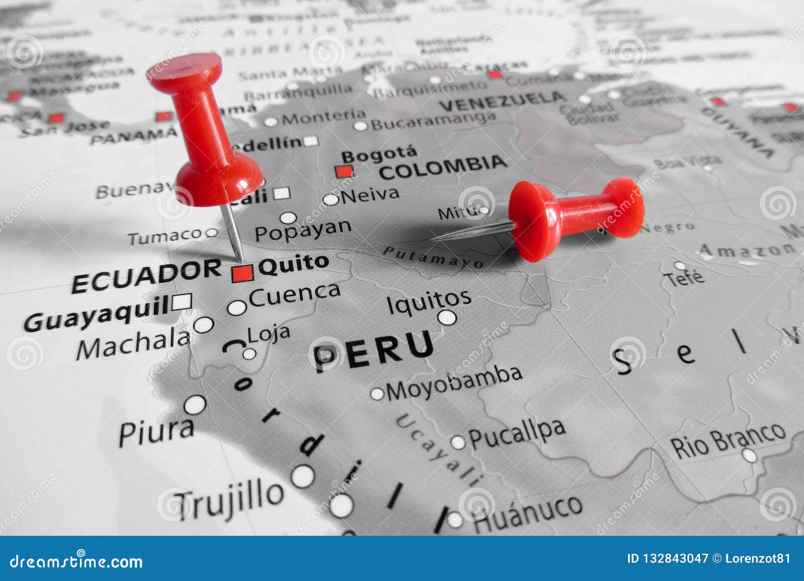 Map with Red Marker Over Ecuador Stock Image - Image of ecuador ...