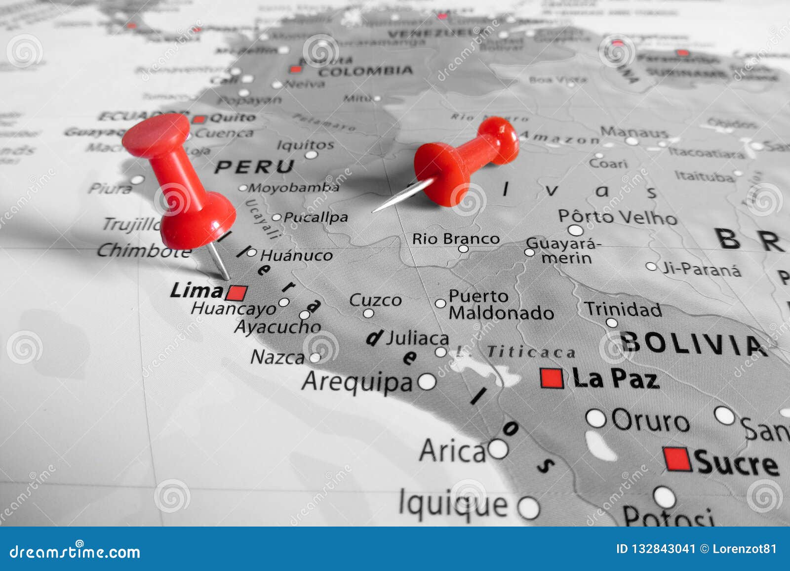 Map with Red Marker Over Peru Stock Image - Image of america, central ...