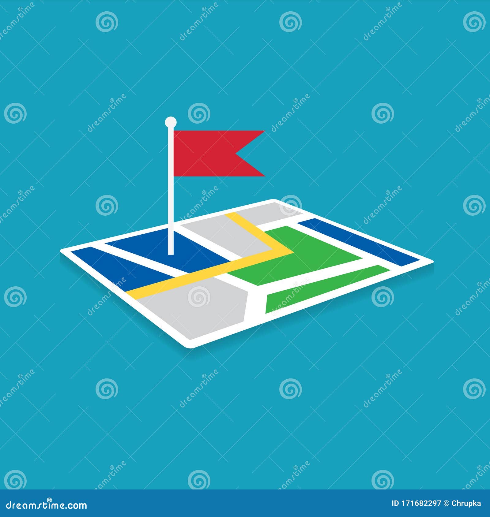 Map with red pin flag stock vector. Illustration of flag - 171682297