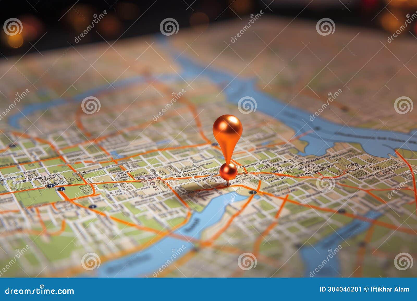 Map with Red Pin, Precise Marker for Location Identification and ...