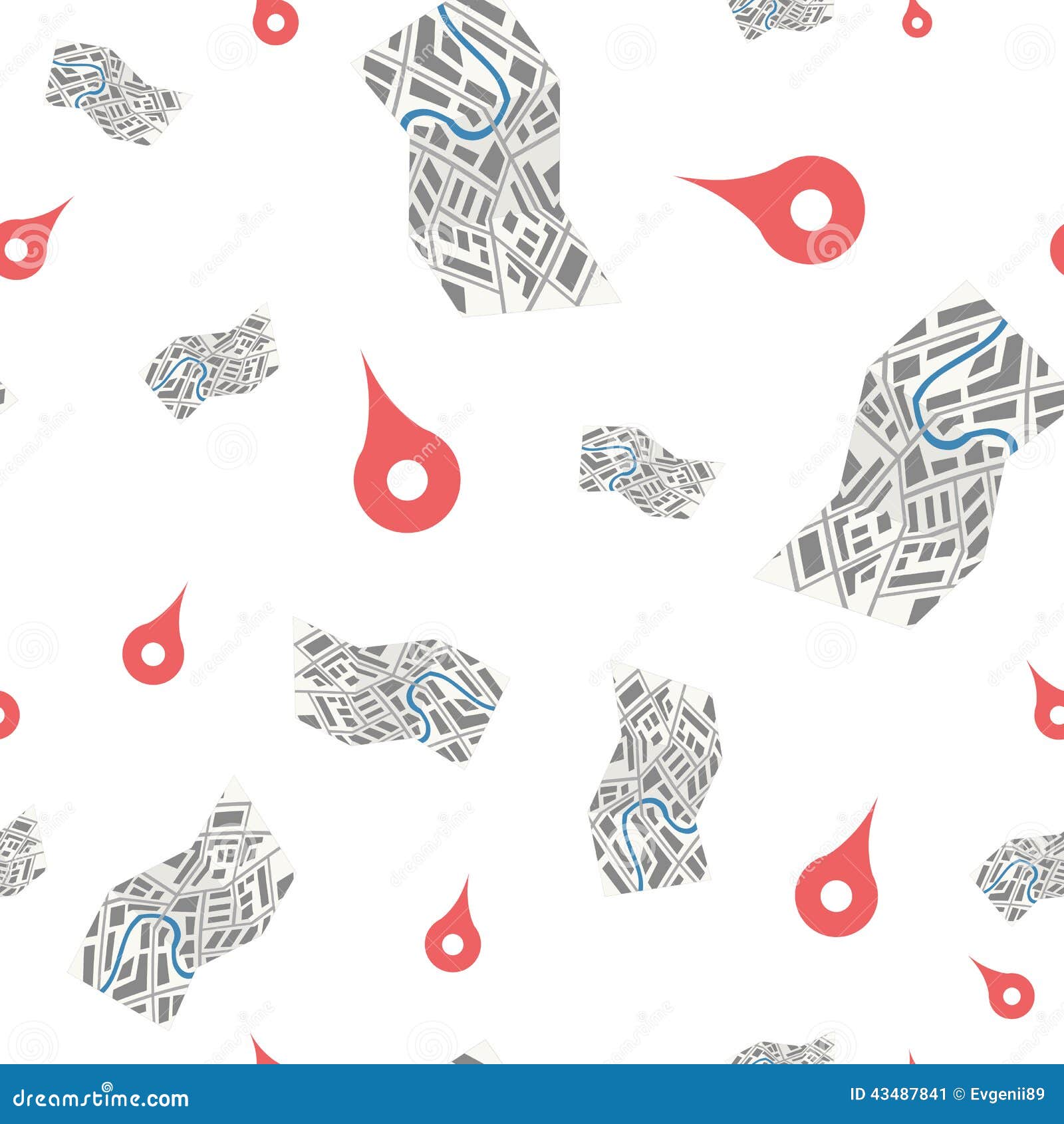 Map with Red Pin Seamless Pattern Stock Illustration - Illustration of ...