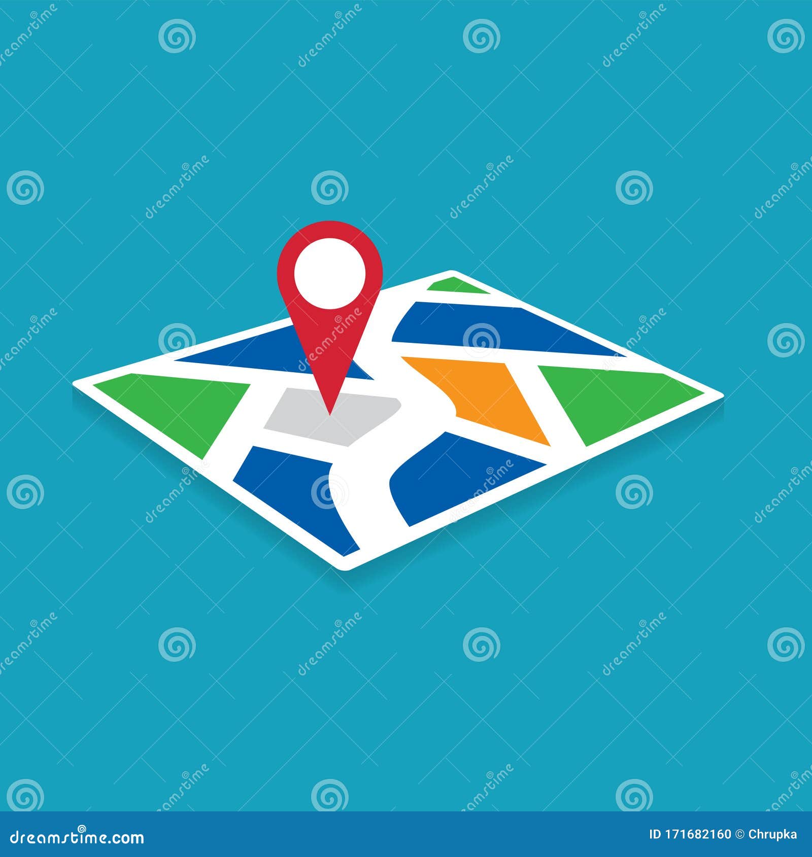 Map with red pin stock vector. Illustration of city - 171682160