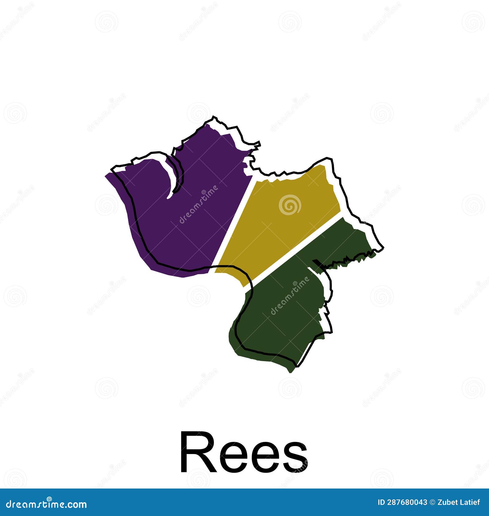 Map of Rees Modern with Outline Style Vector Design, World Map ...
