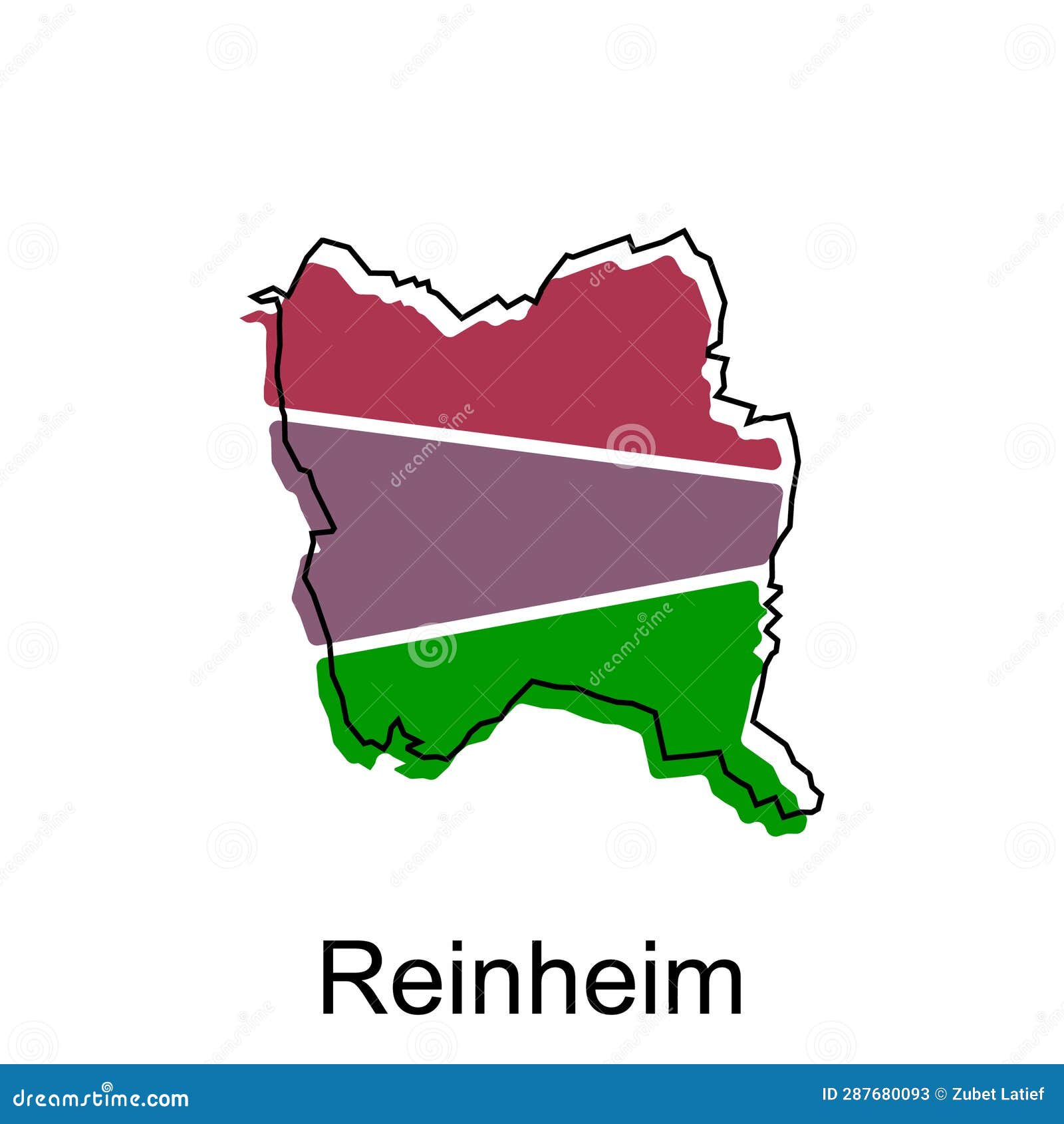Map of Reinheim Modern with Outline Style Vector Design, World Map ...