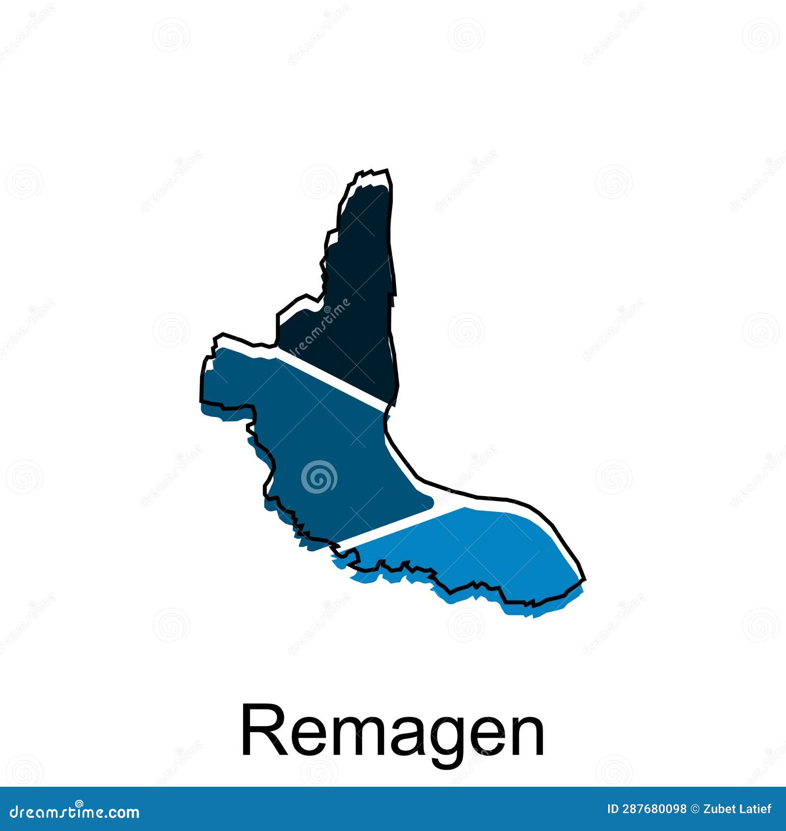 Map of Remagen Modern with Outline Style Vector Design, World Map ...