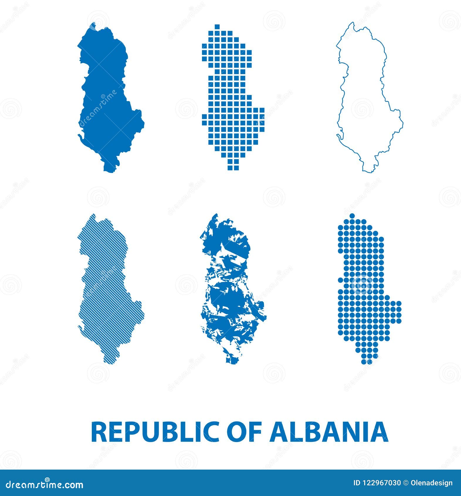 Albania Vector Map Isolated On White Background. High-Detailed Black ...