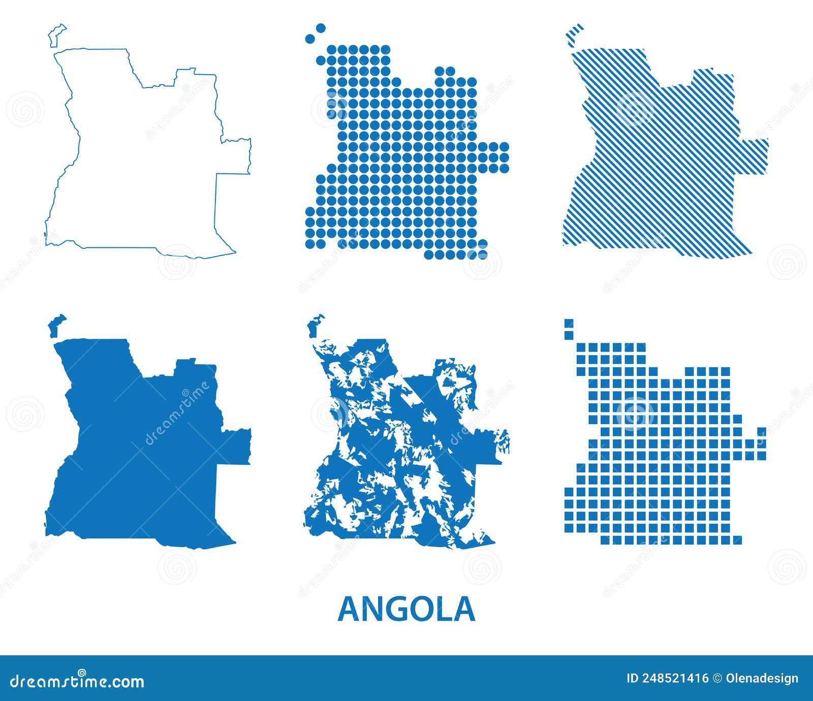 Map of Republic of Angola in Southern Africa - Vector Set of ...
