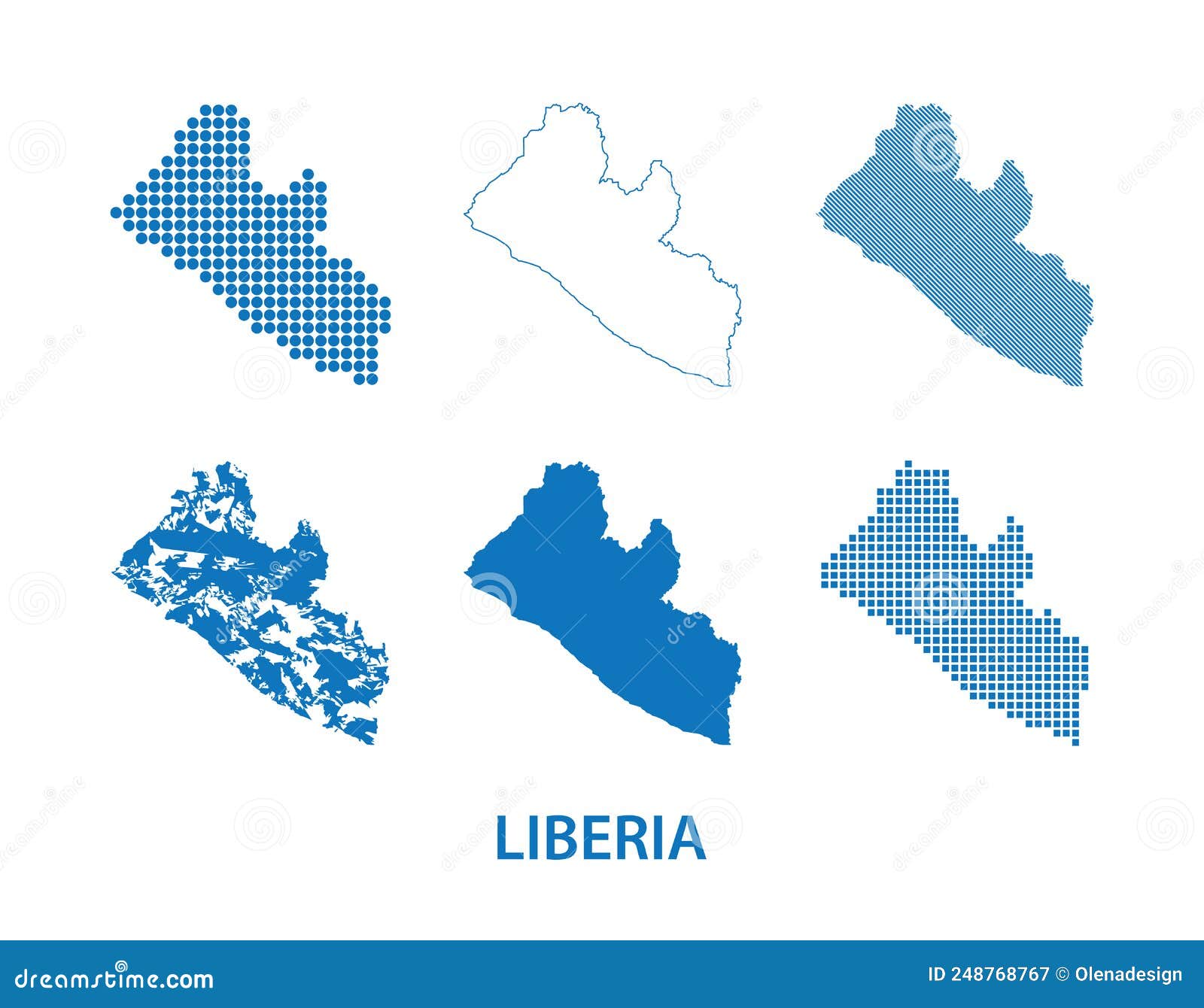 Liberia Vector Map Isolated On White Background. High-Detailed Black ...