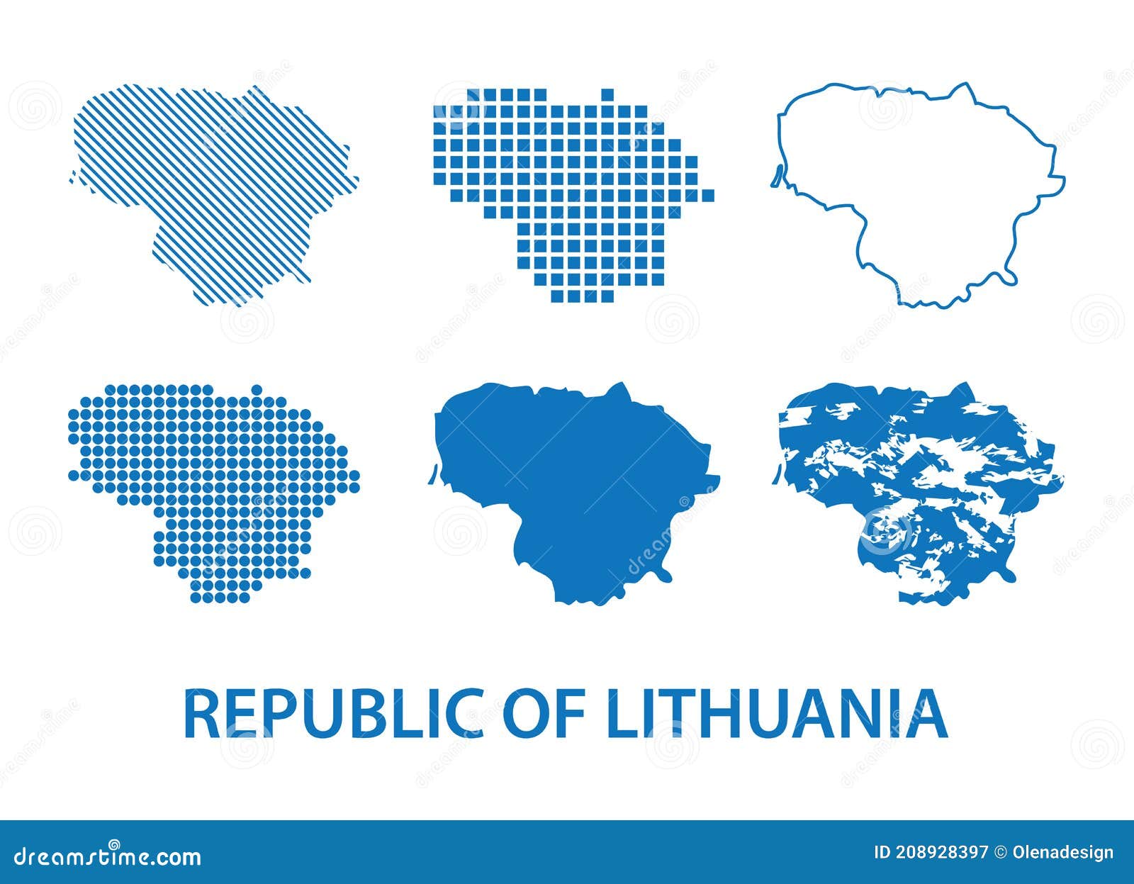 Map of Republic of Lithuania - Vector Set of Silhouettes in Different ...