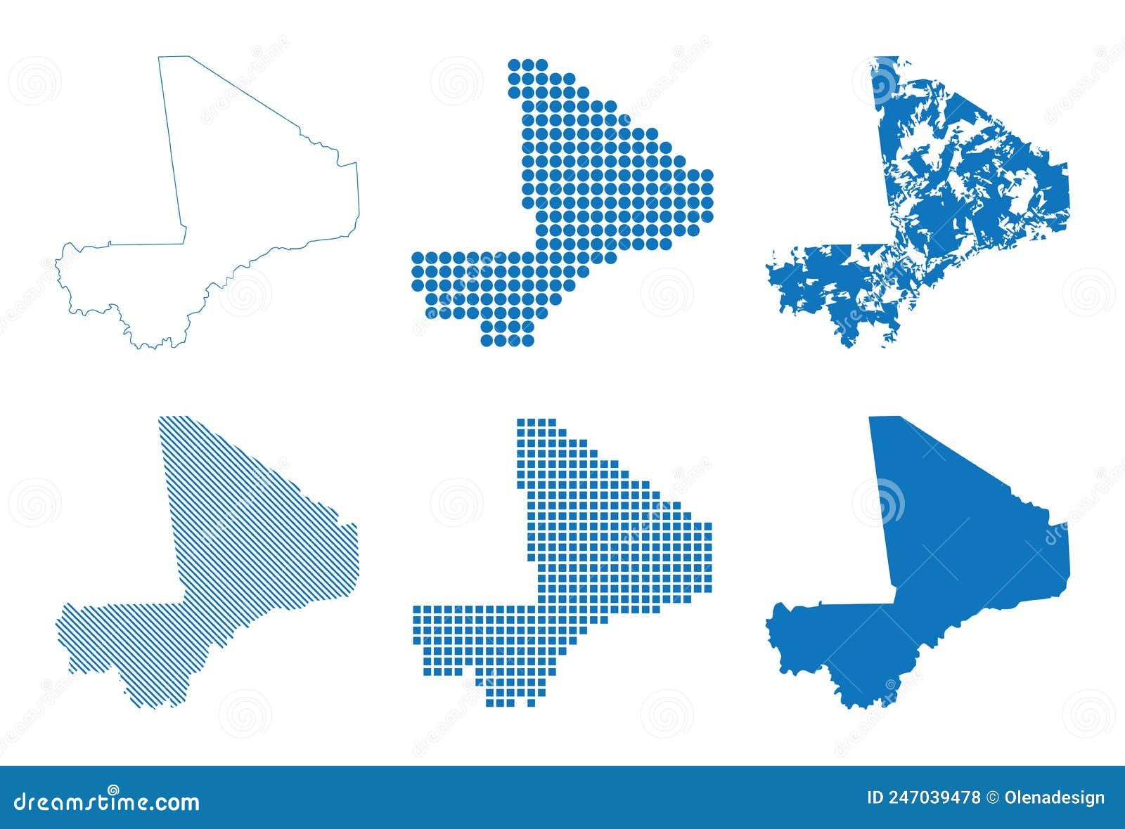 Map of Republic of Mali - Vector Set of Silhouettes in Different ...