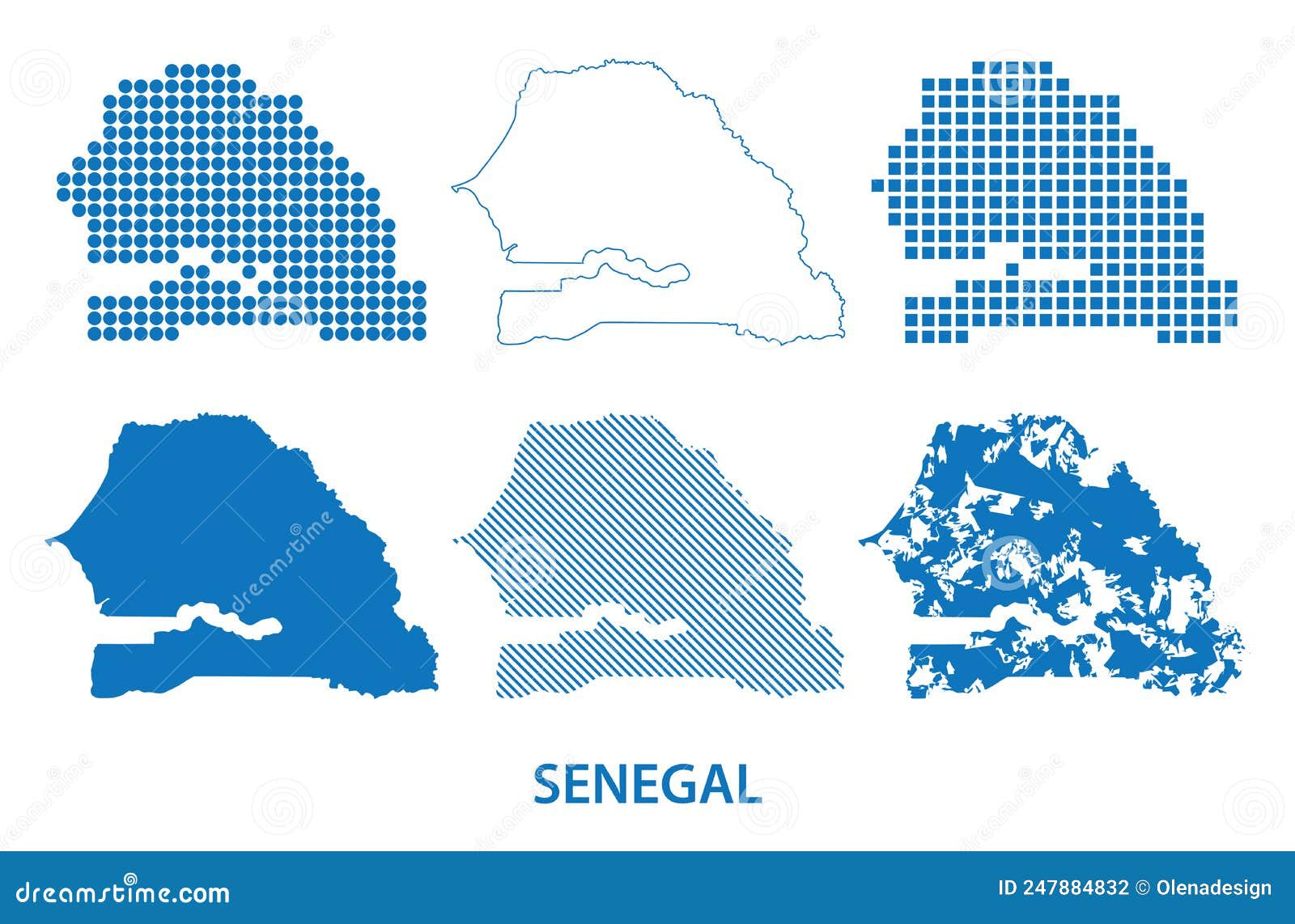 Map of Republic of Senegal in West Africa - Vector Set of Silhouettes ...