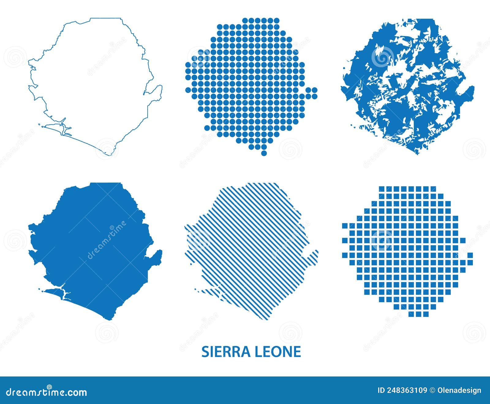 Map Of Republic Of Sierra Leone - Vector Set Of Silhouettes In ...