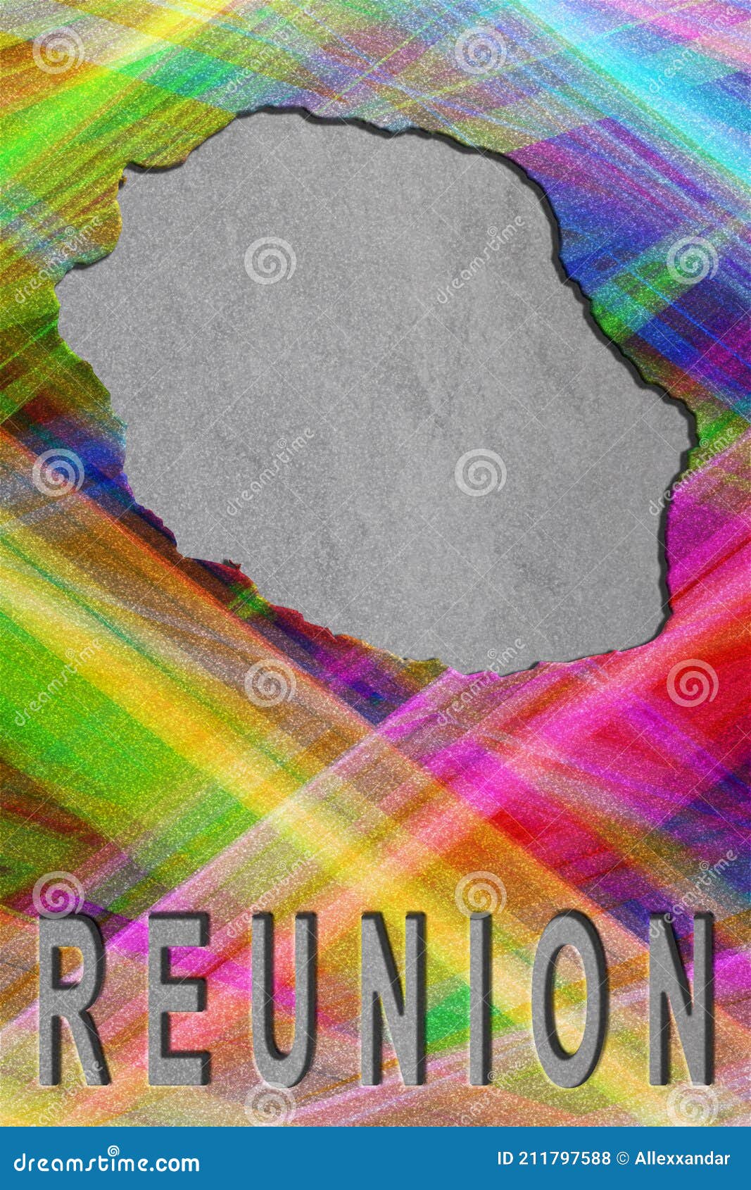 Map of Reunion, Colorful Background Stock Illustration - Illustration ...