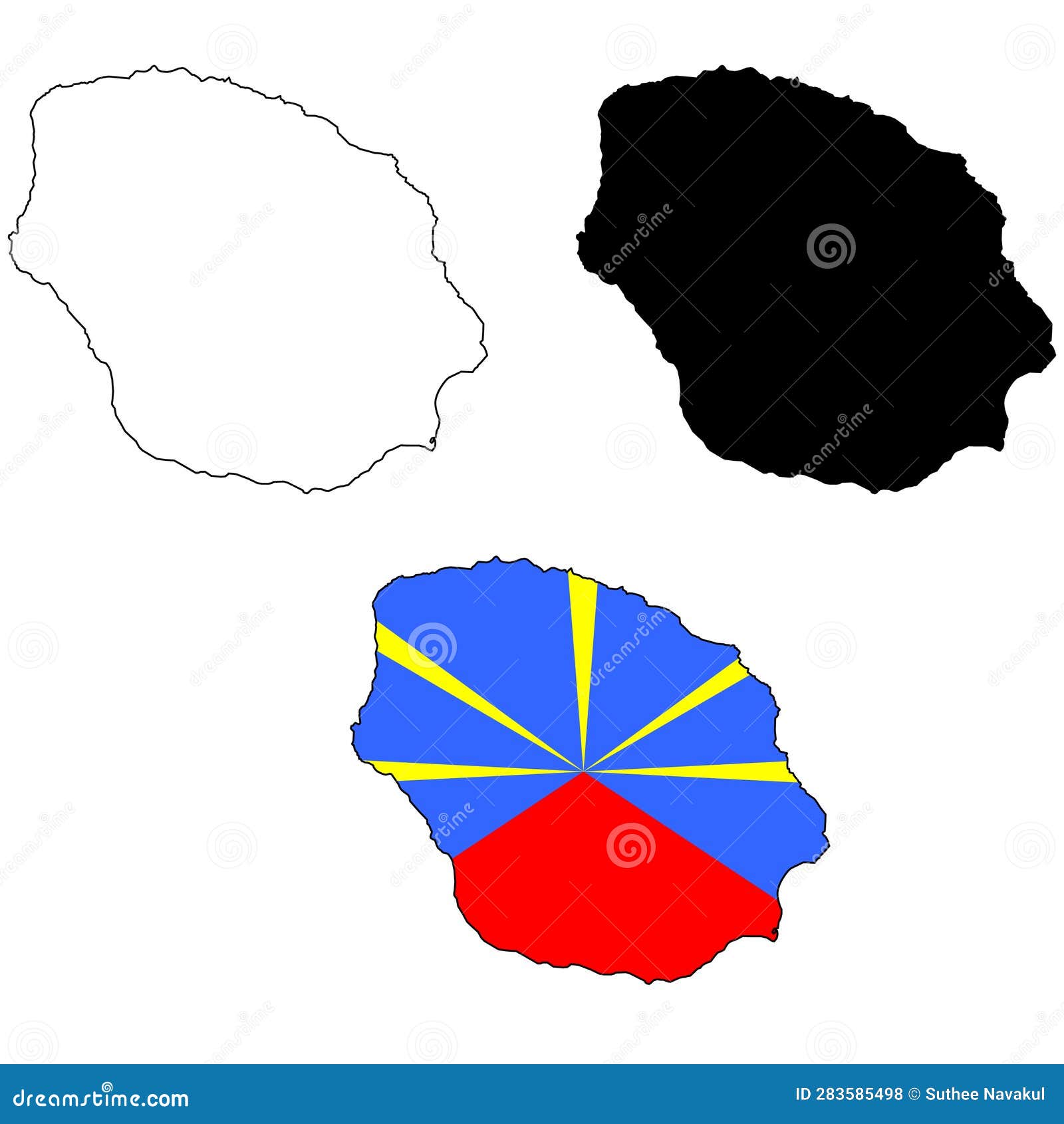 Map Reunion. Reunion Map Outline Stock Vector - Illustration of outline ...