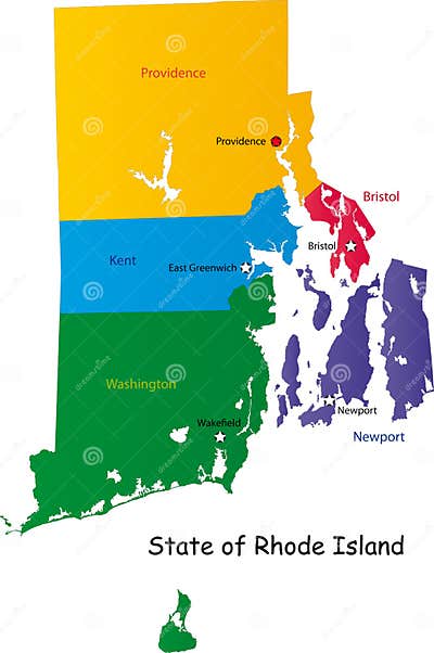 Map of Rhode Island state stock vector. Illustration of detailed - 9308225