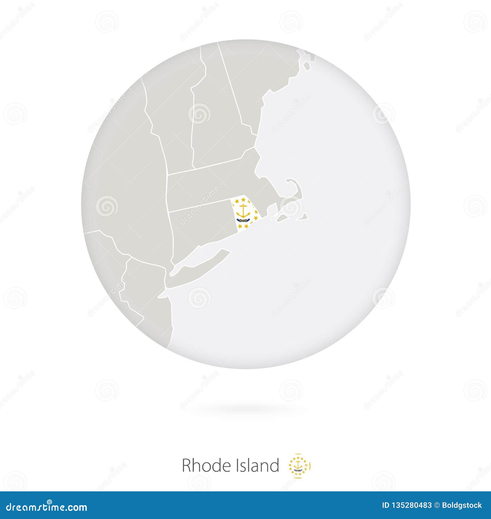 Map of Rhode Island State and Flag in a Circle Stock Vector ...