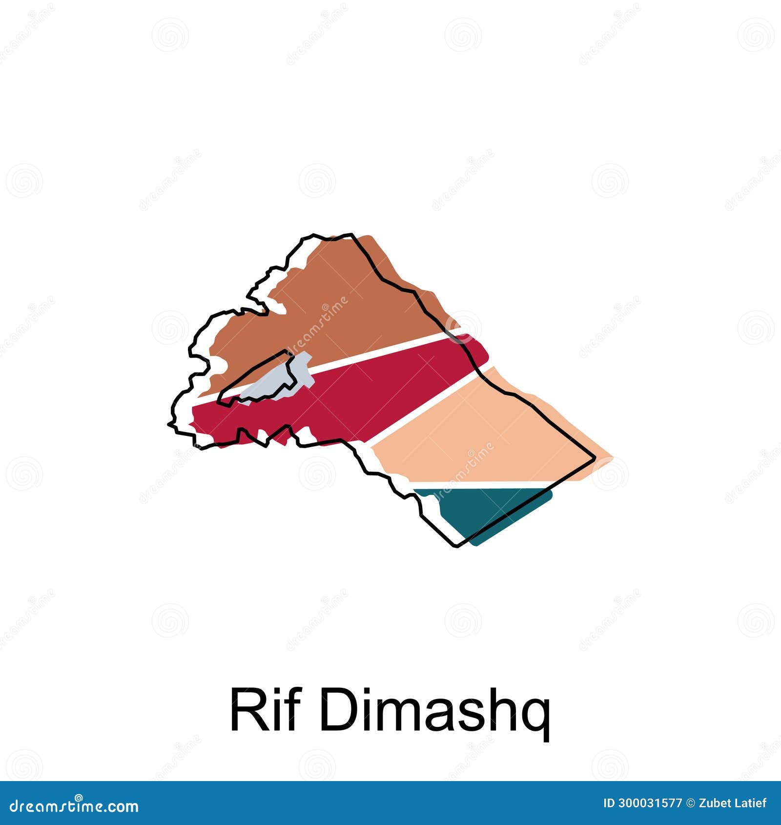 Map of Rif Dimashq Vector Illustration Design Template, on a White ...