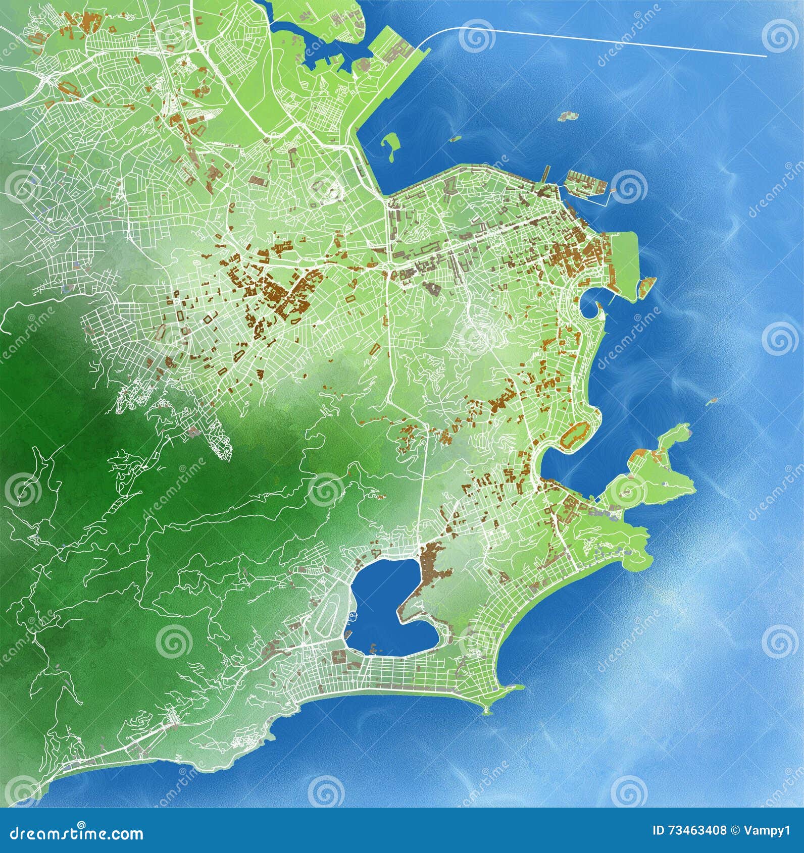 Map of Rio De Janeiro, Brazil Stock Illustration - Illustration of hand ...