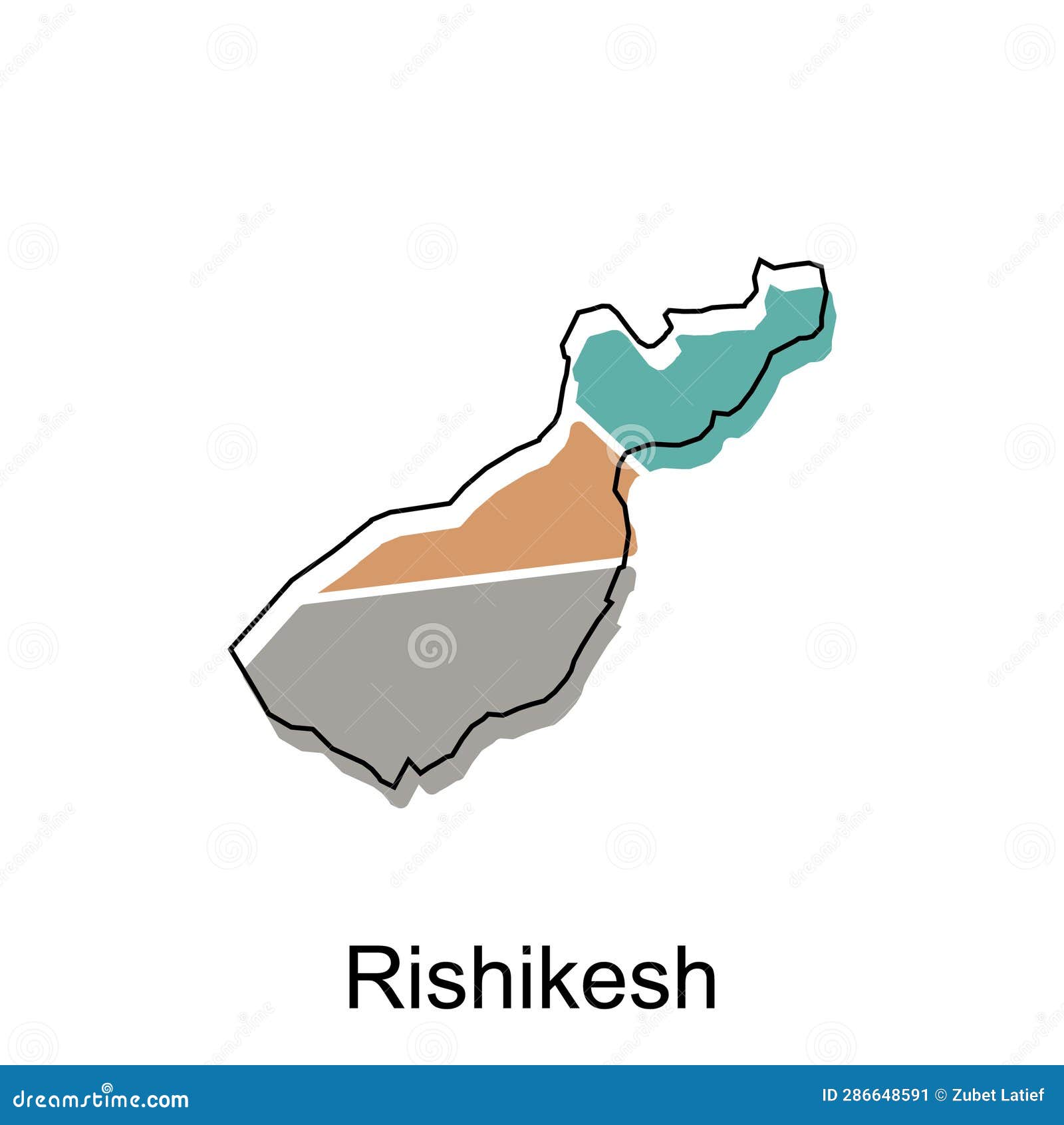 Map Of Rishikesh City Modern Outline, High Detailed Illustration Vector ...