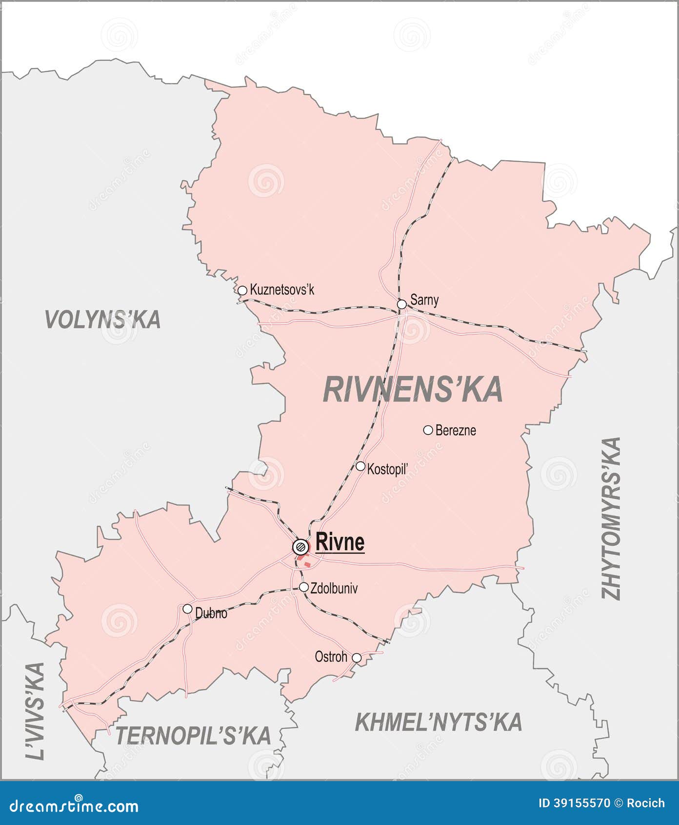 Map of Rivne Oblast stock vector. Illustration of rivne - 39155570