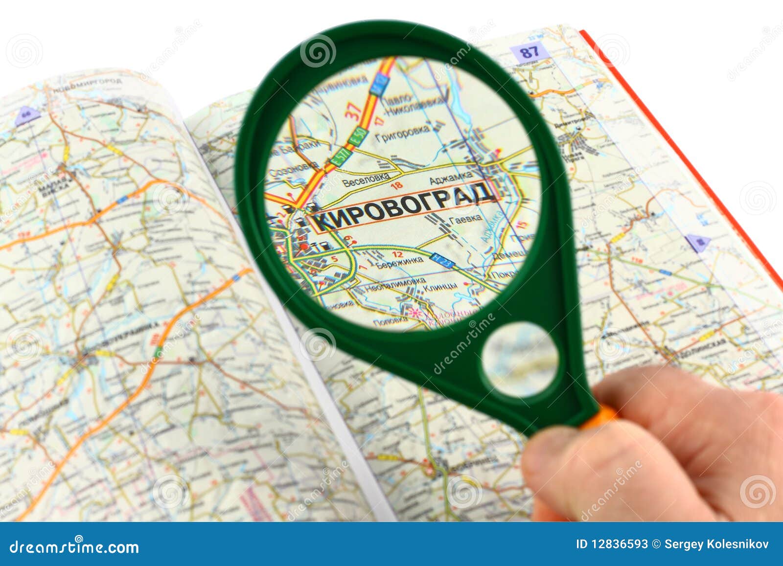 Map of roads and Magnifier stock image. Image of latitude - 12836593