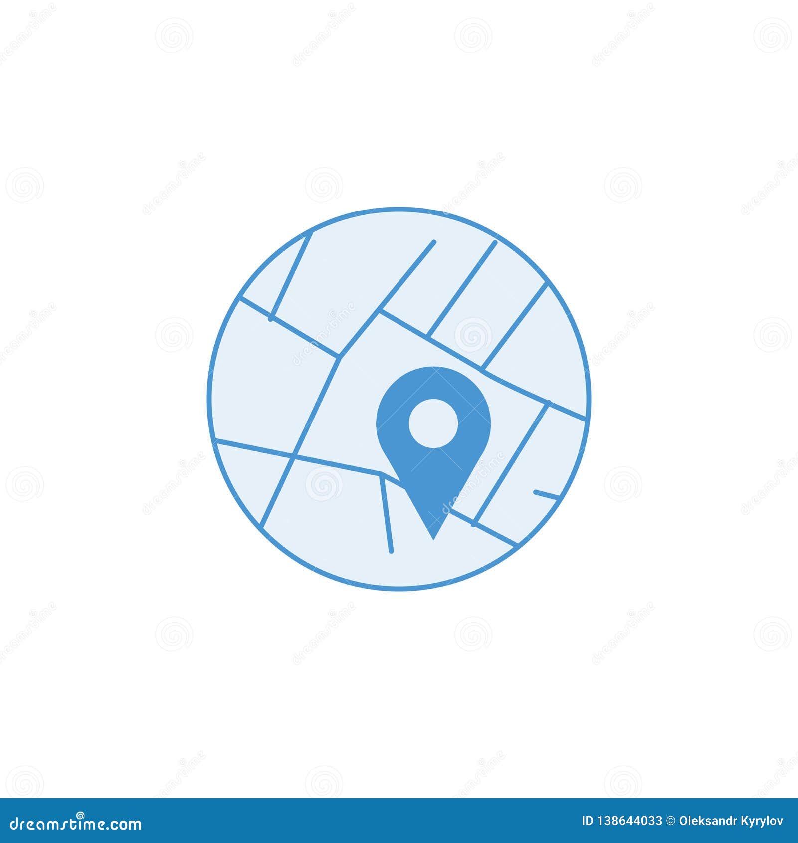 Map Roads with Marker in the Circle.. Map Pin or Pointer Single Flat ...