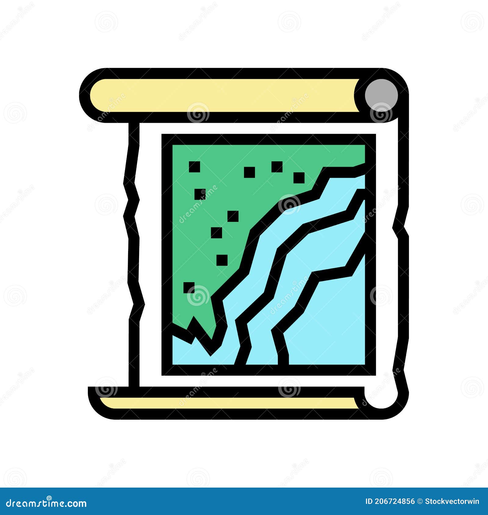 Map Roll Color Icon Vector Illustration Stock Illustration ...
