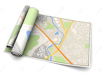 Map roll stock illustration. Illustration of street, journey - 76495285