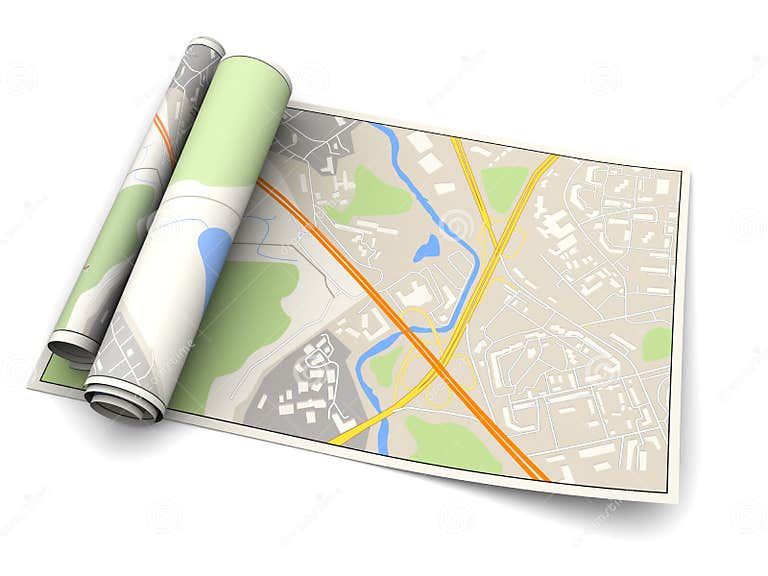 Map roll stock illustration. Illustration of street, journey - 76495285