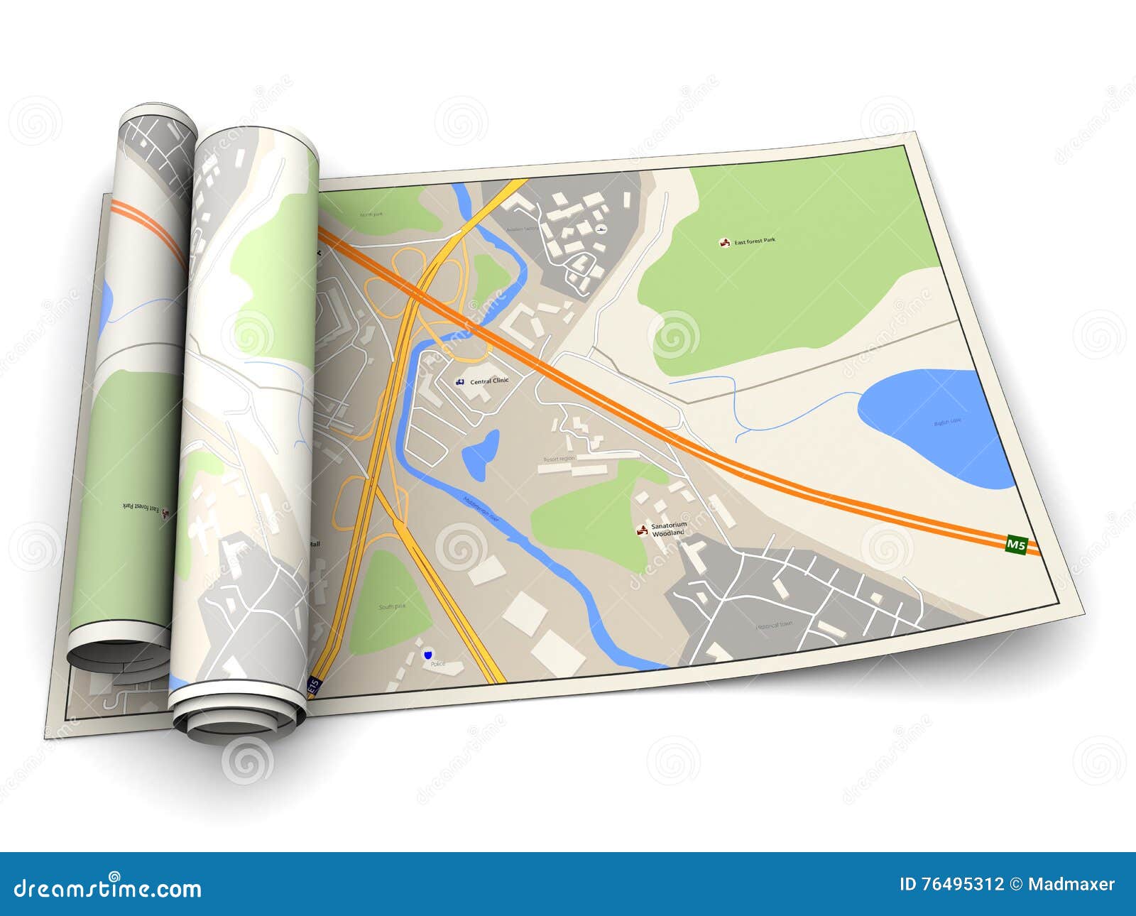 Map roll stock illustration. Illustration of distance - 76495312