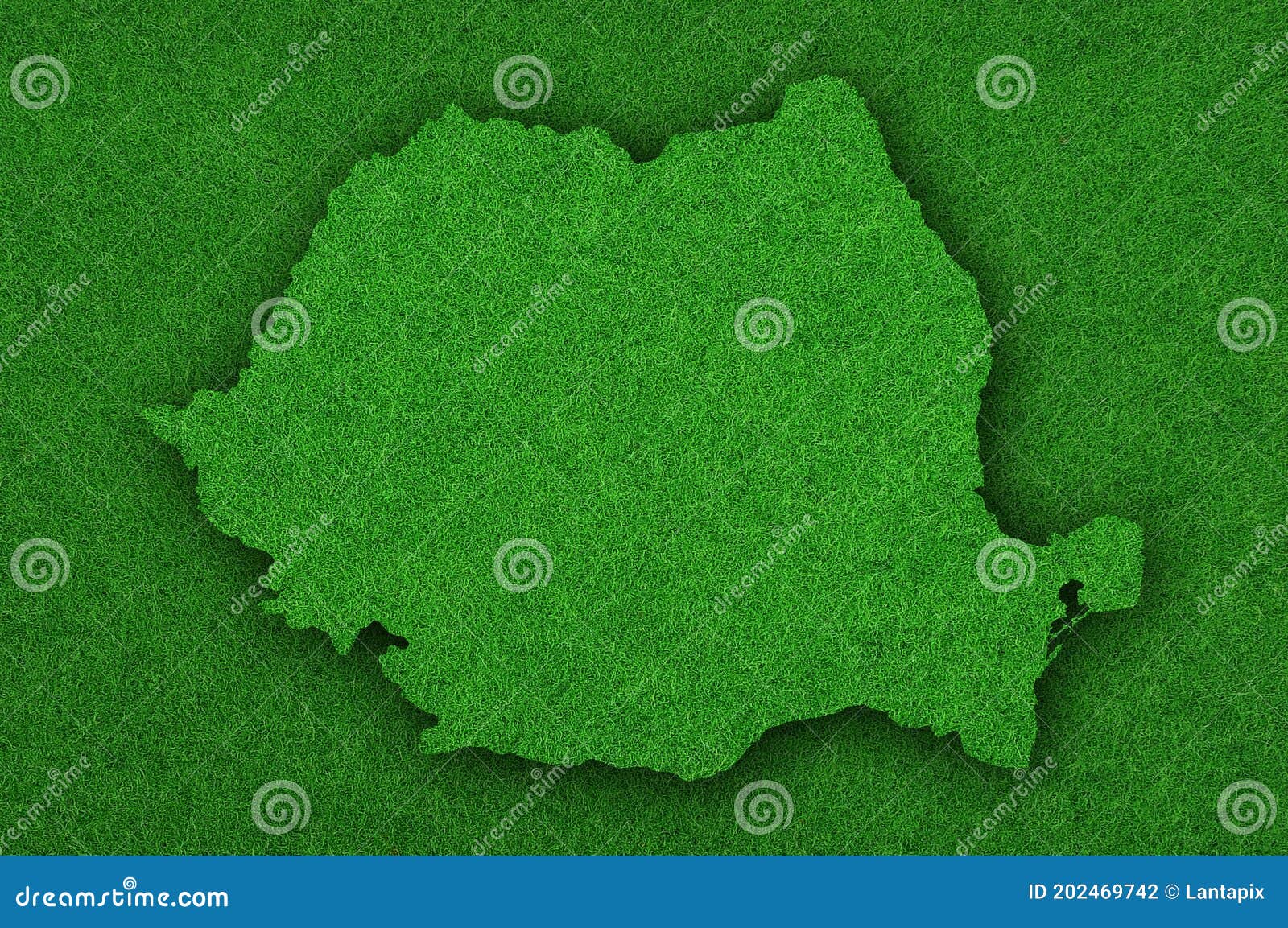 Map of Romania on Green Felt Stock Illustration - Illustration of ...