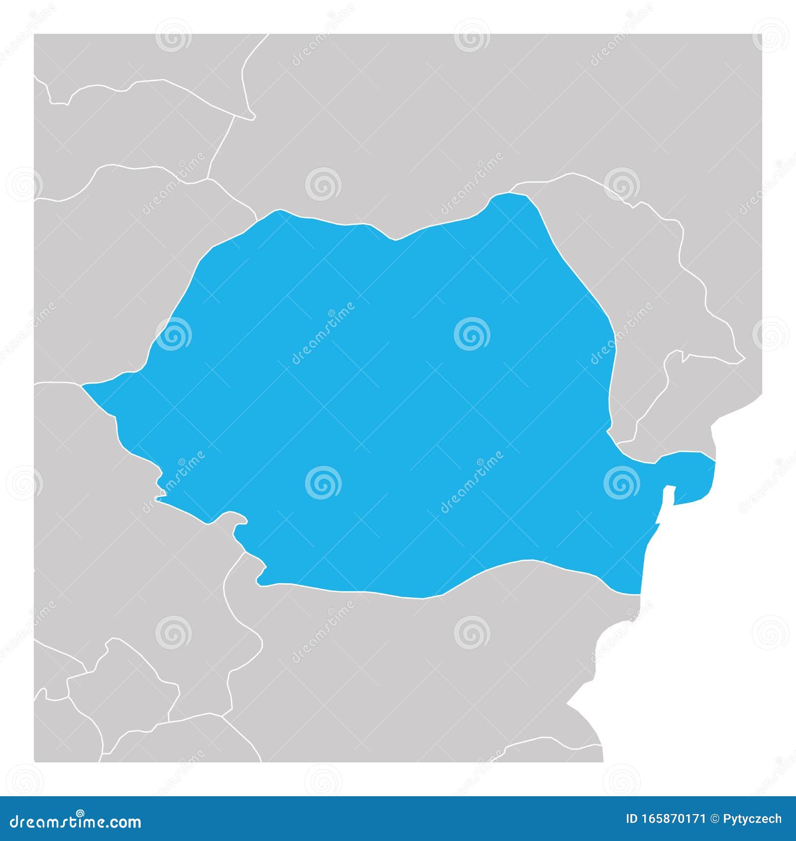 Map of Romania Green Highlighted with Neighbor Countries Stock Vector ...