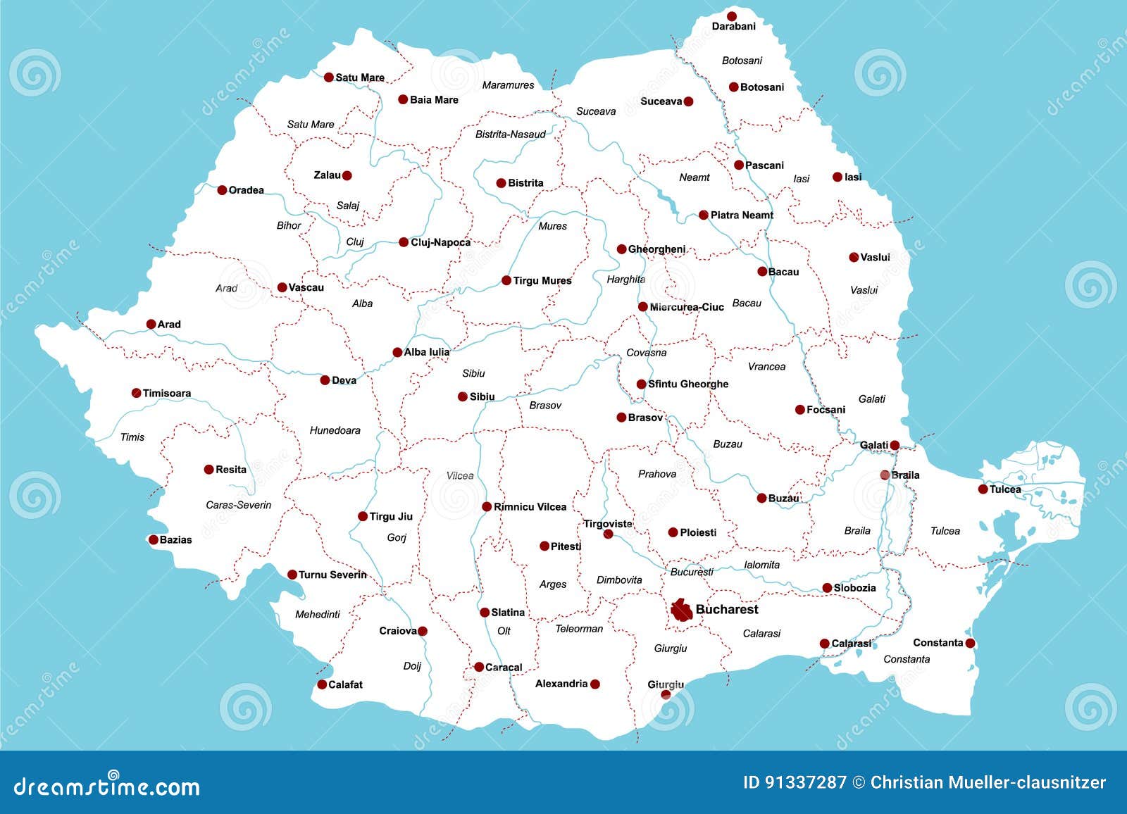 Map of Romania stock vector. Illustration of transylvania - 91337287