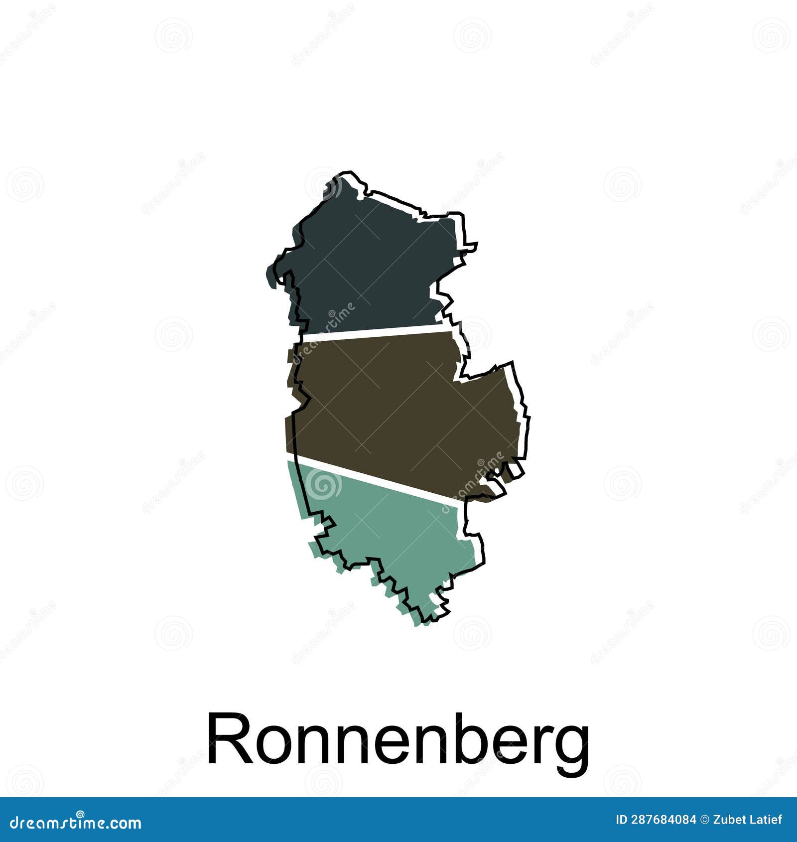 Map of Ronnenberg Modern with Outline Style Vector Design, World Map ...