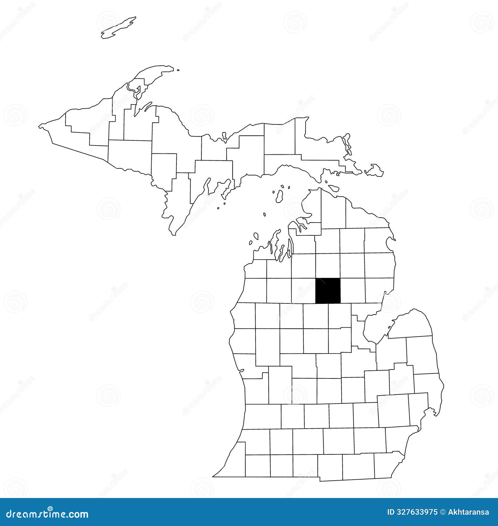 Map of Roscommon County in Michigan State on White Background. Single ...