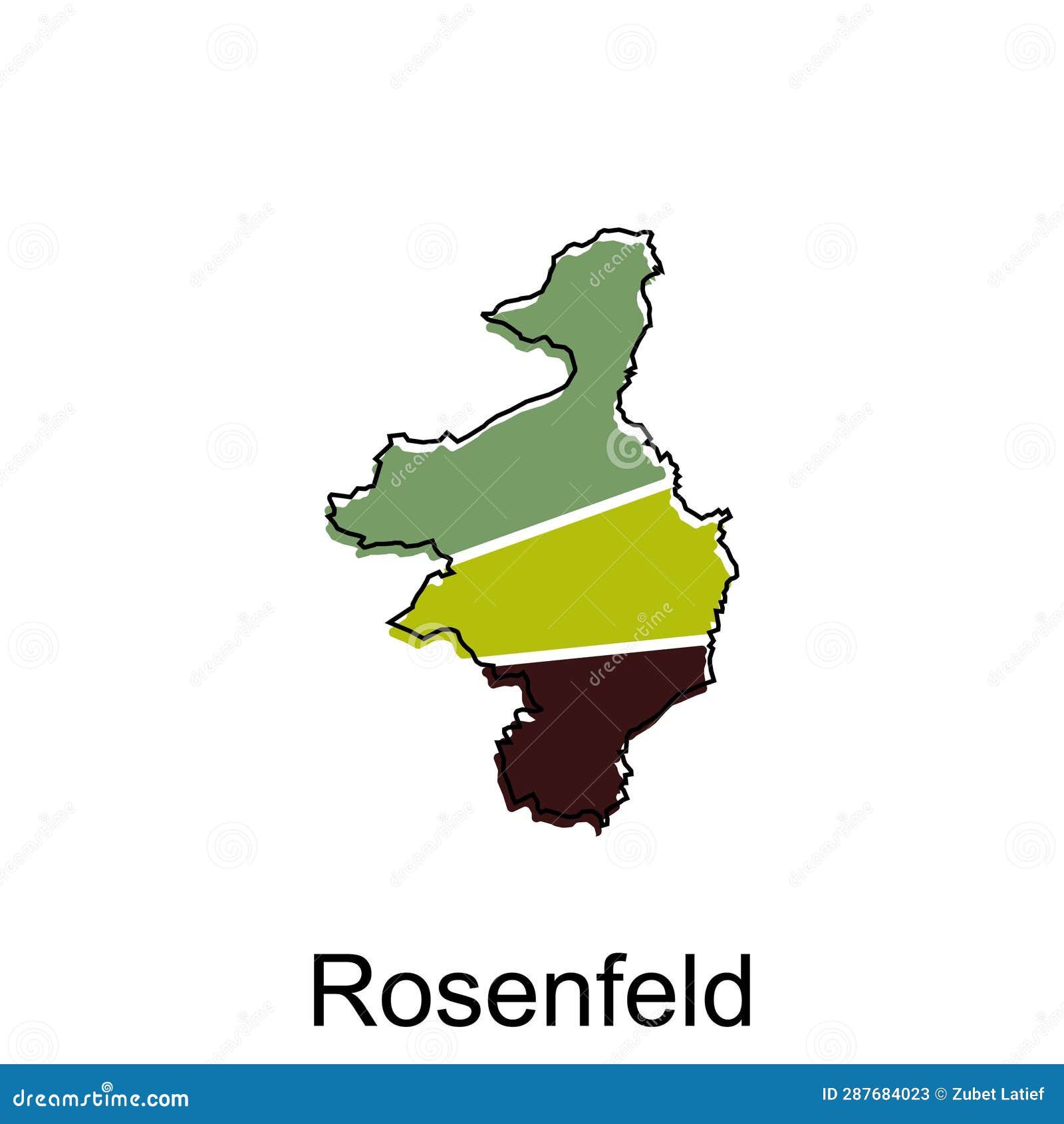 Map of Rosenfeld Modern with Outline Style Vector Design, World Map ...