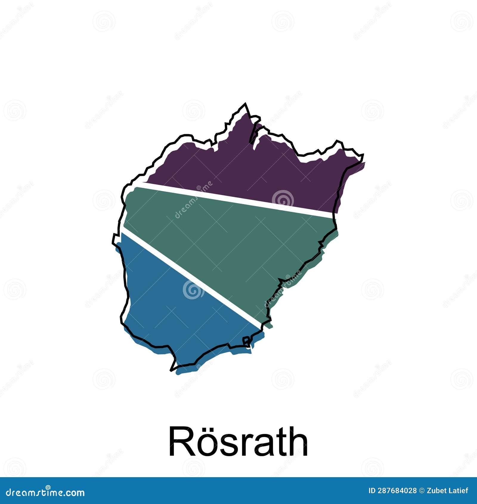 Map of Rosrath Modern with Outline Style Vector Design, World Map ...