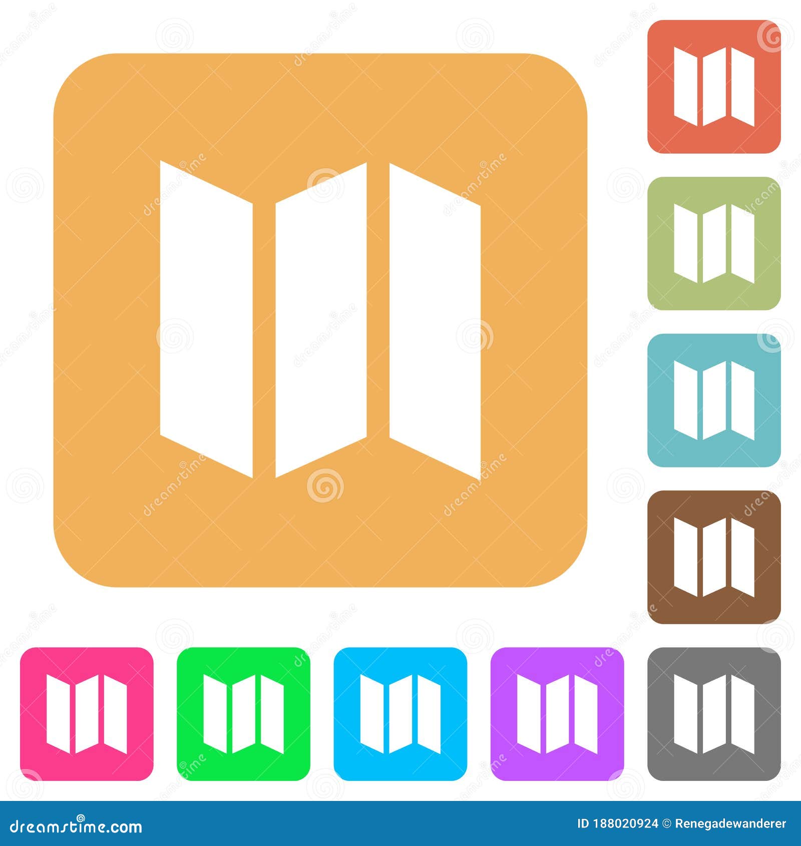 Map Rounded Square Flat Icons Stock Vector - Illustration of ...