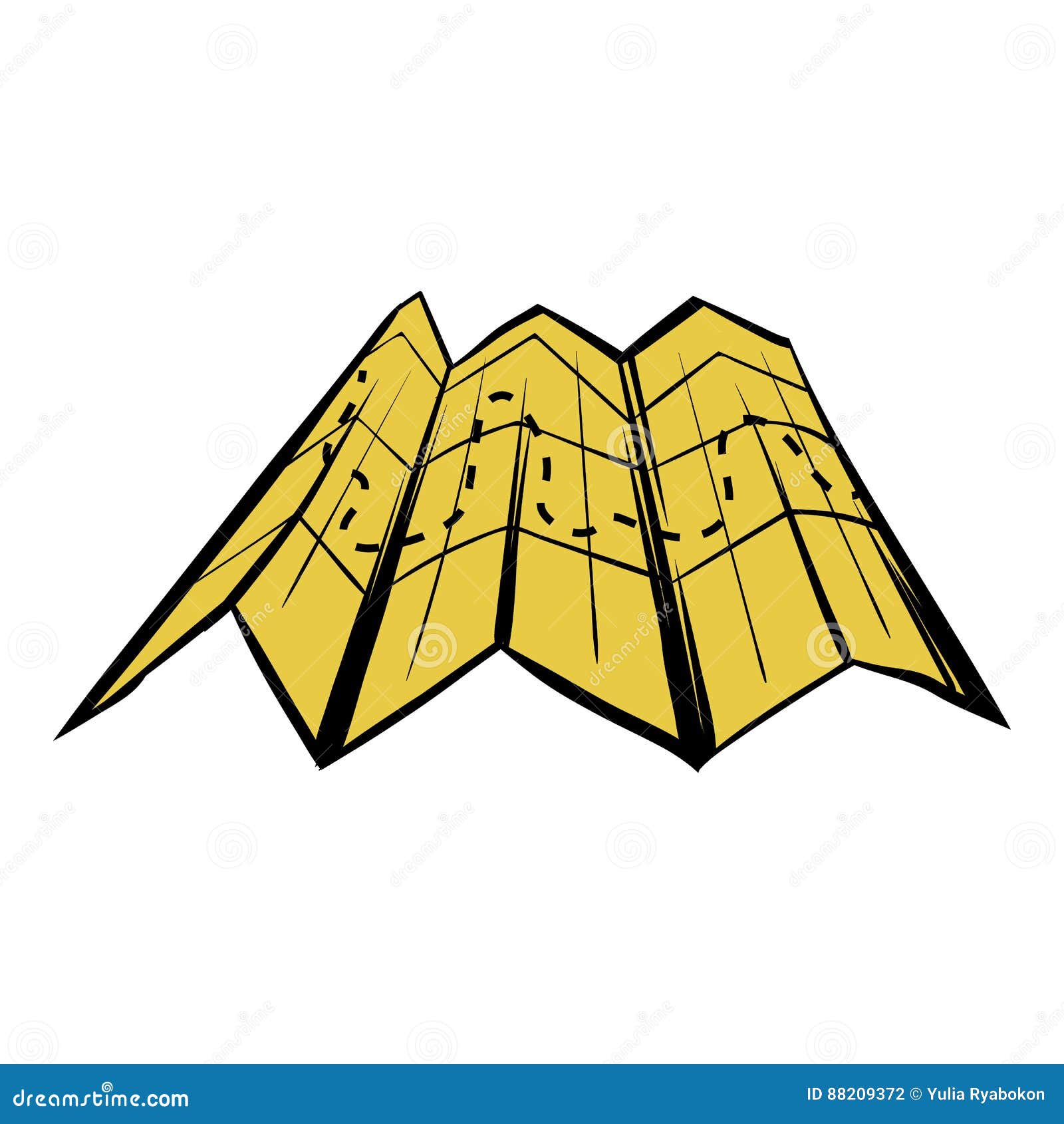 Map the route icon cartoon stock vector. Illustration of city - 88209372