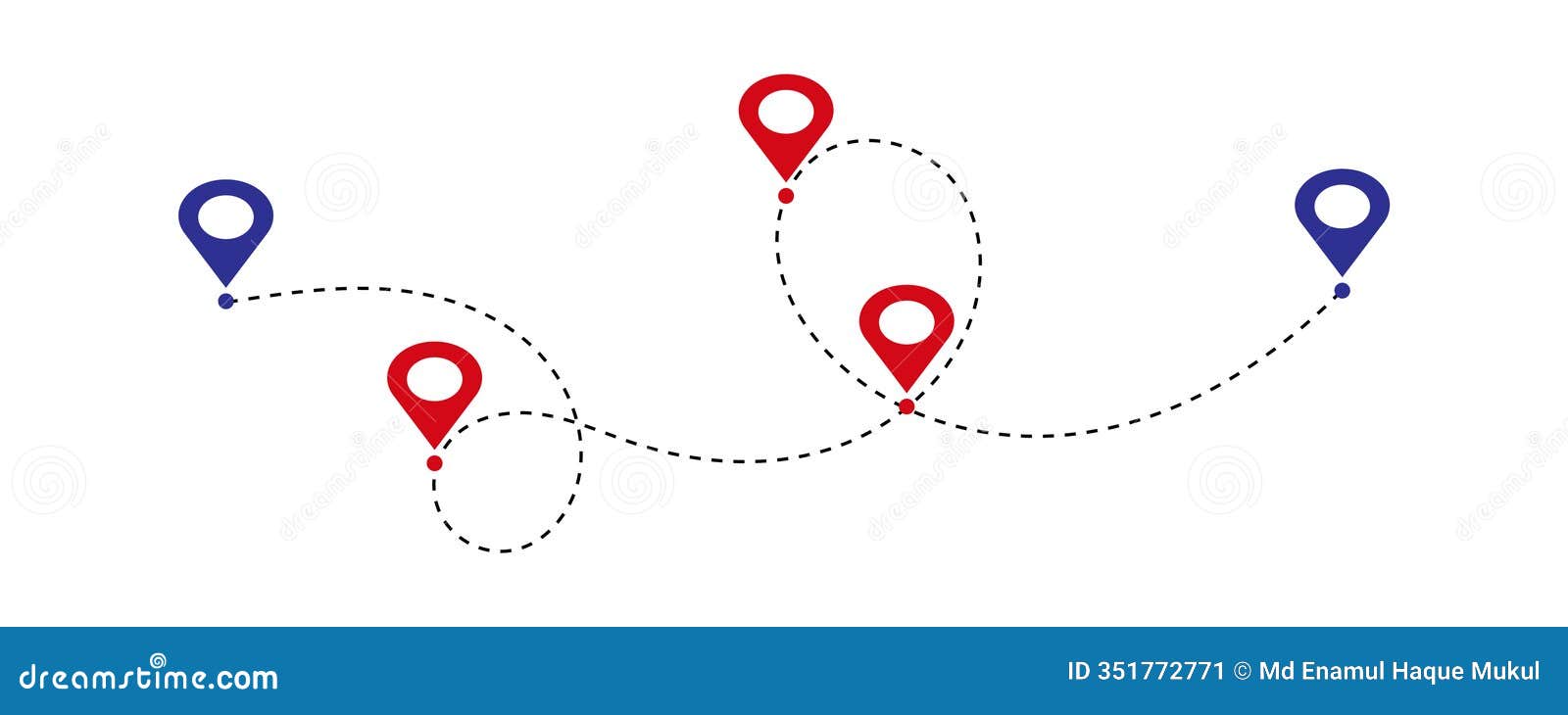 Route Location Icon Dotted Line Road with Start and End Points. Stock ...