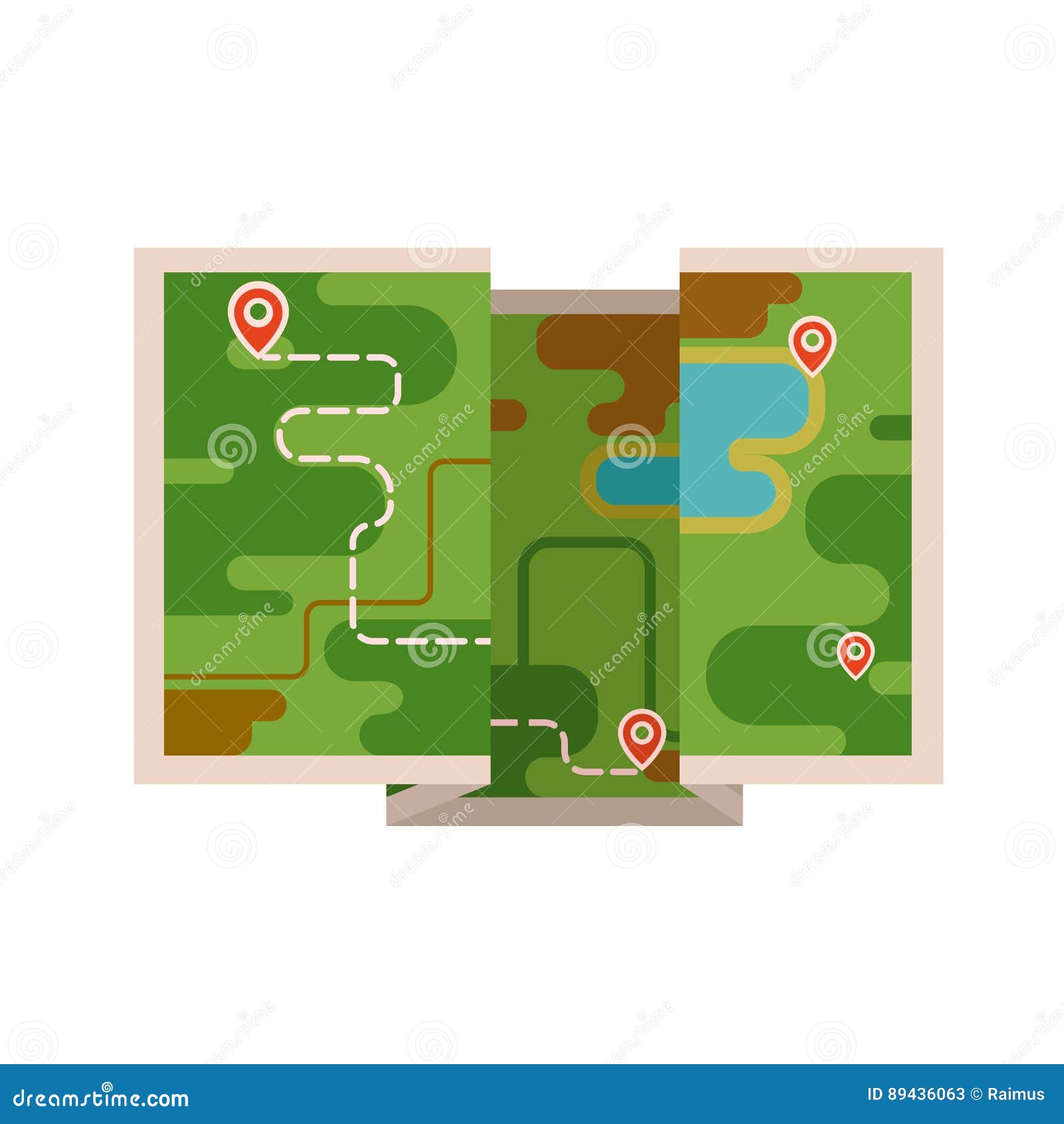 The map with the route stock vector. Illustration of isolated - 89436063