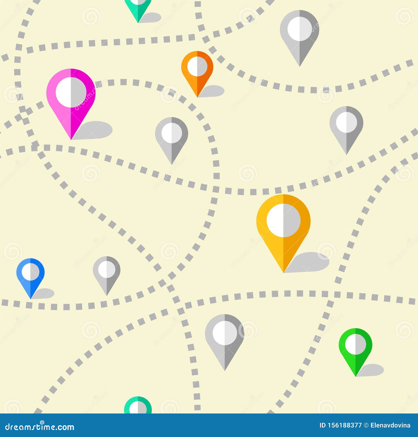 Map, Routes, Beacons, Seamless Pattern, Color, Vector Stock Vector ...