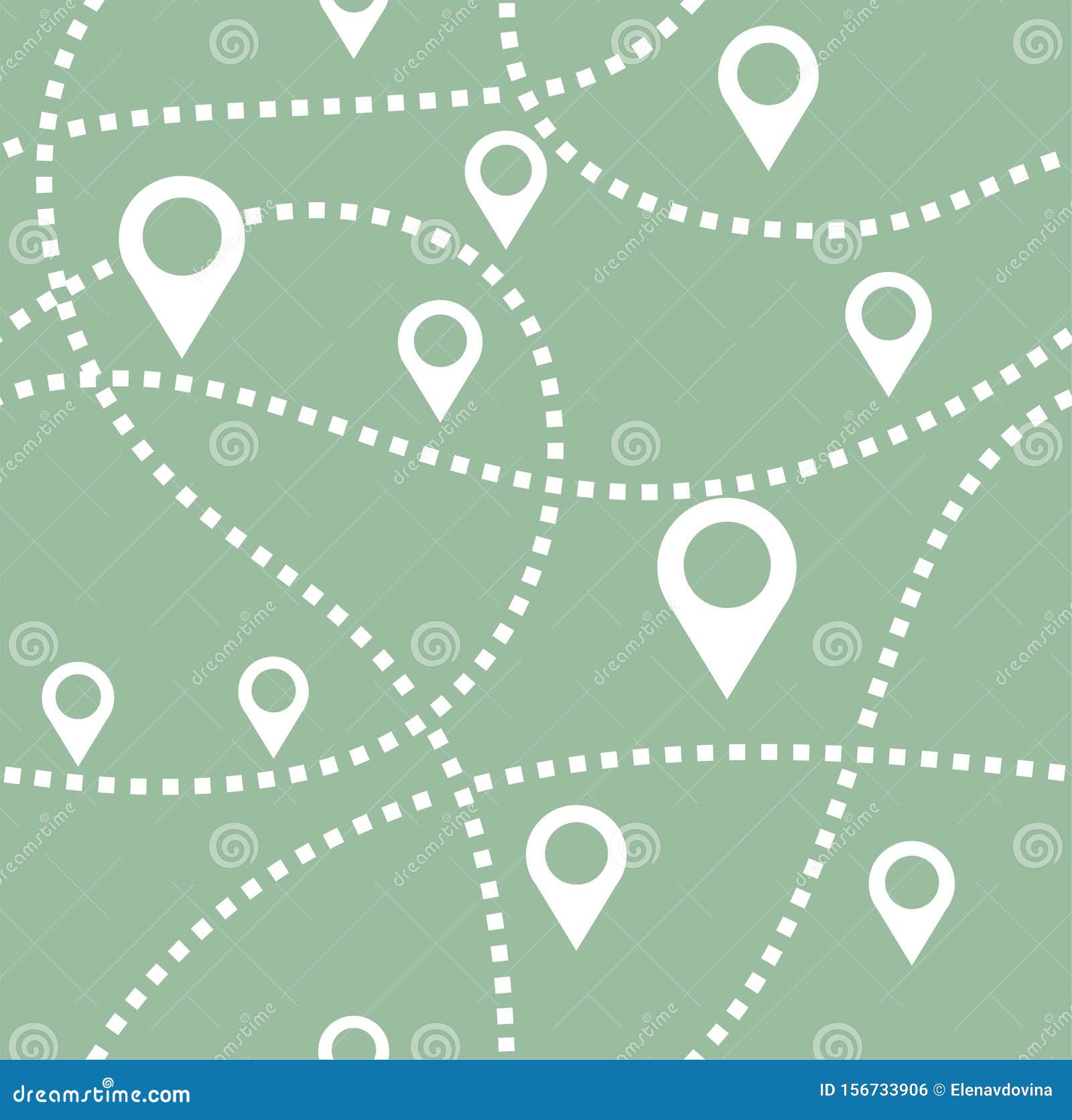 Map, Routes, Beacons, Seamless Pattern, Monochrome, Green, Vector Stock ...