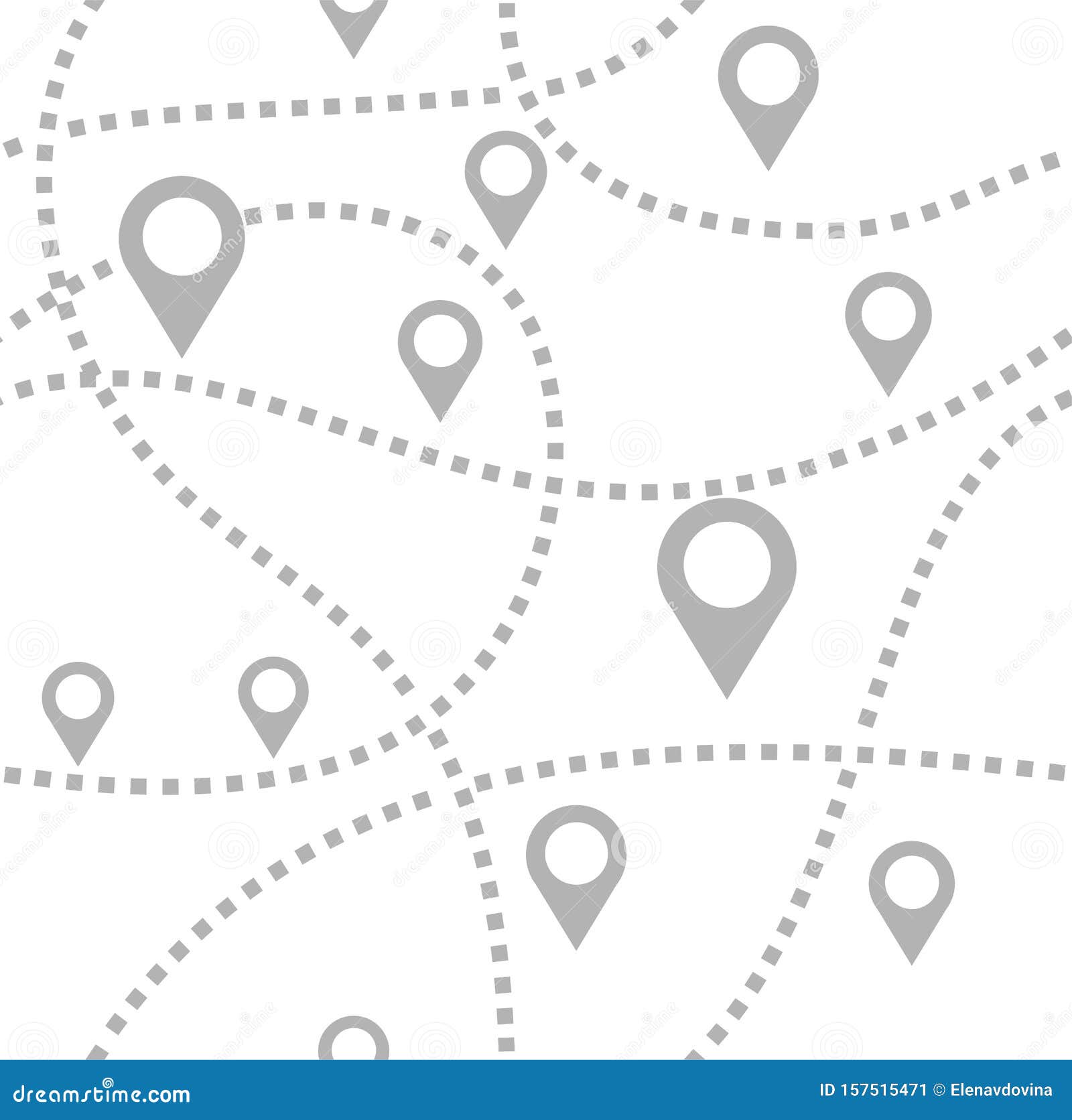 Map, Routes, Beacons, Seamless Pattern, Monochrome, Blue, Vector ...
