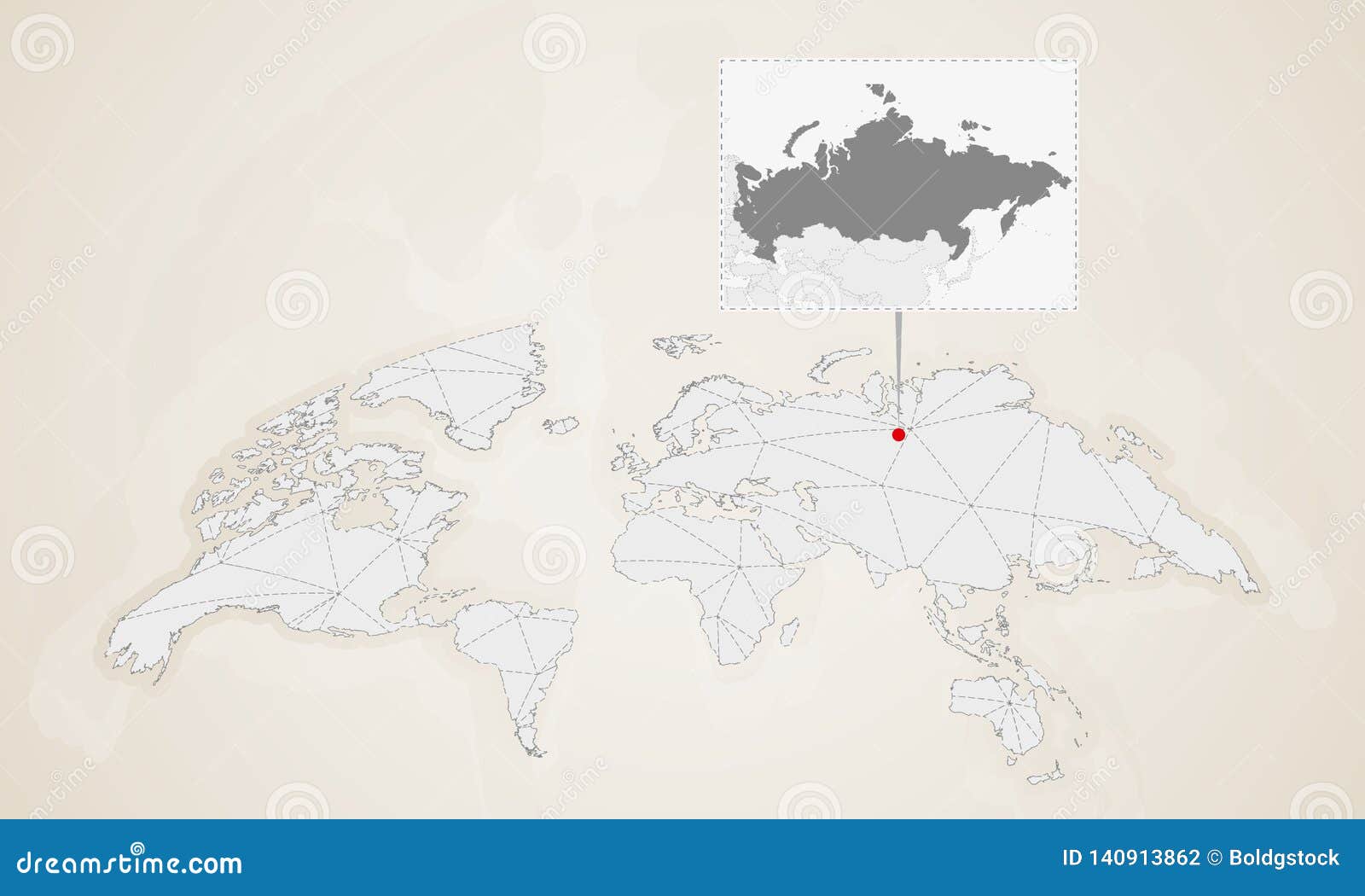 Map of Russia with Neighbor Countries Pinned on World Map Stock Vector ...