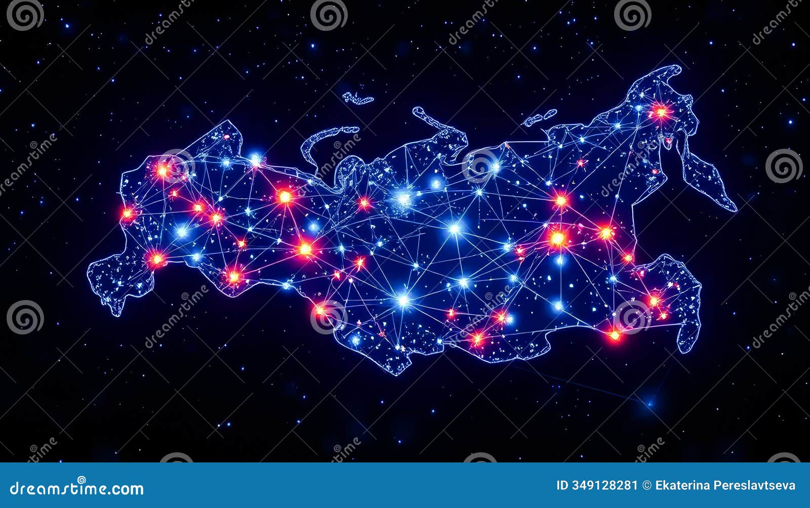 Map of Russia with a Network of Lights Stock Image - Image of ...