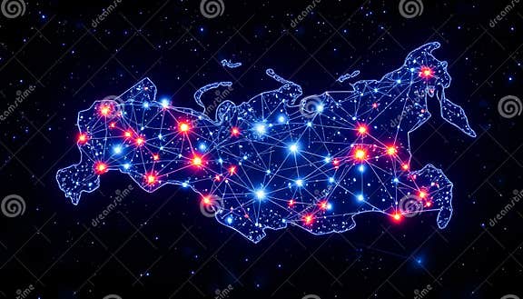 Map of Russia with a Network of Lights Stock Image - Image of ...