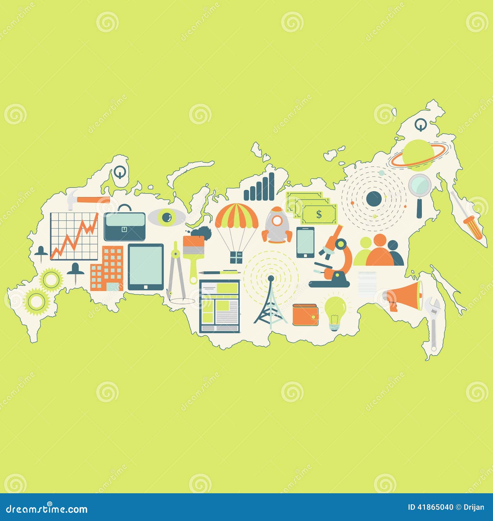 Map of Russia with Technology Icons Stock Vector - Illustration of asia ...