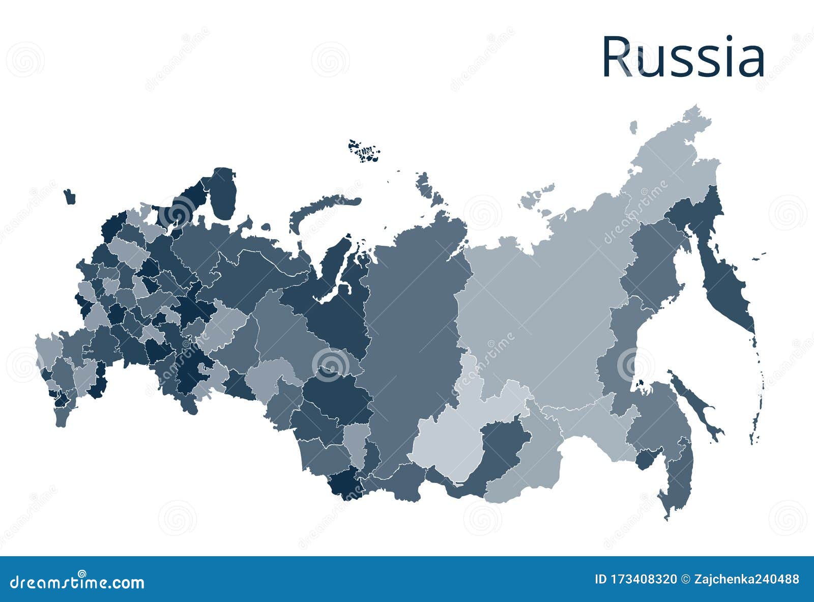 Map of the Russia. Vector Image of a Global Map in the Form of Regions ...