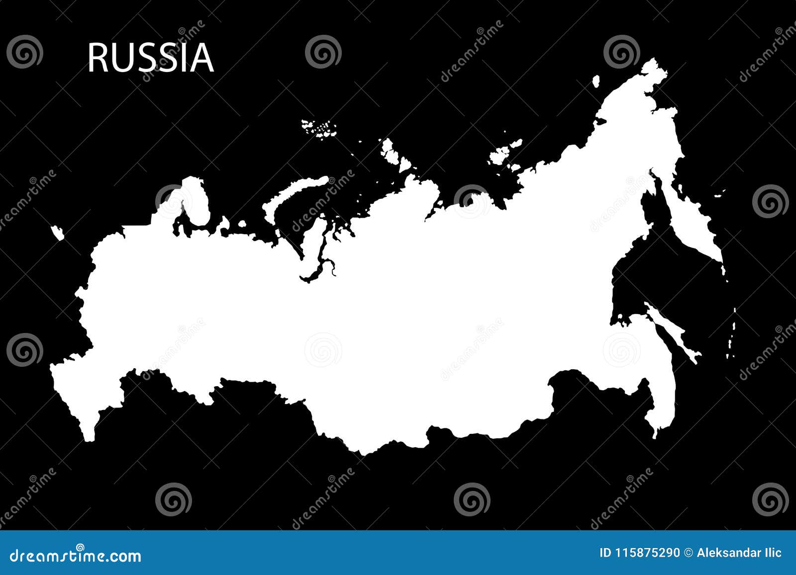 Map of Russia White Silhouette 3D Illustration Stock Illustration ...